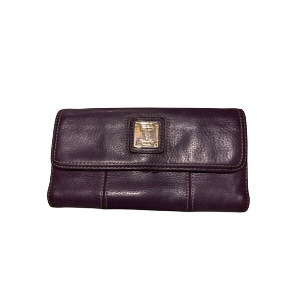 Tignanello | Bags | Tignanello Purple Pebbled Leather Trifold Wallet ...